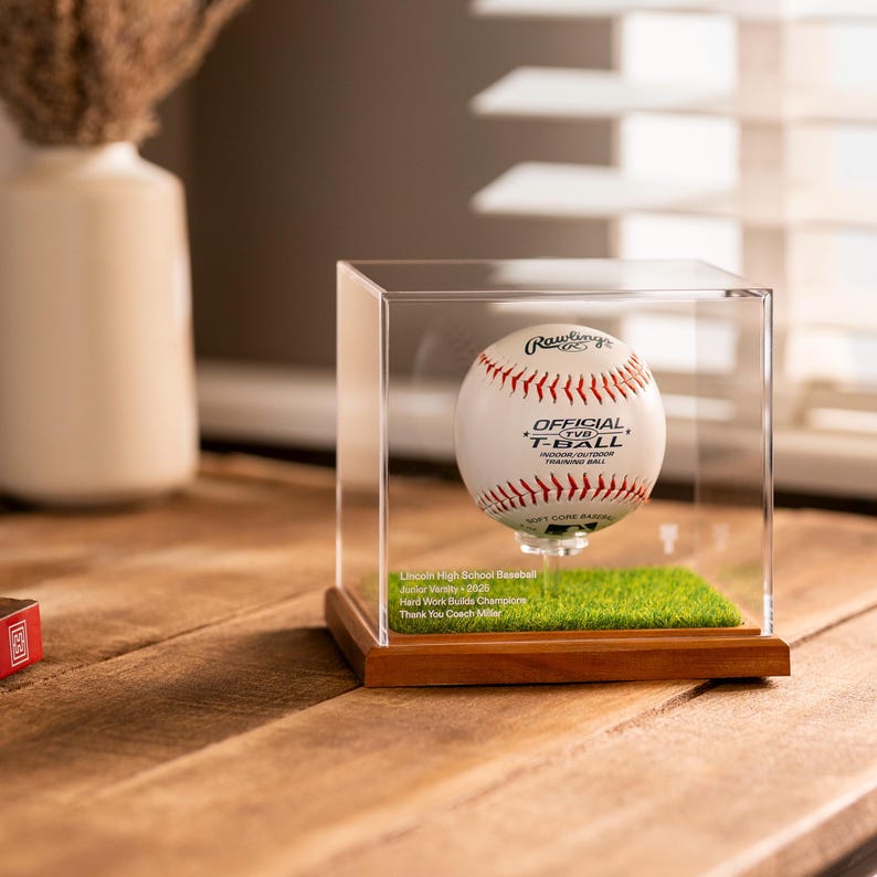 Customisable Baseball Display Case – Solid Wood or Turf Base ...