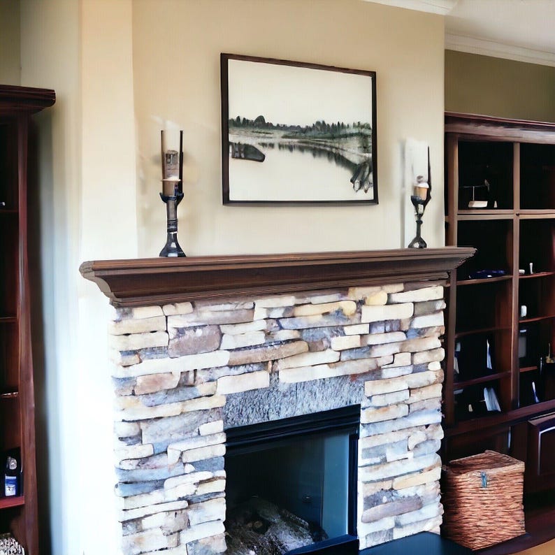 48" 60" Rustic Wood Fireplace Mantel Shelves - Floating Shelf, Modern ...