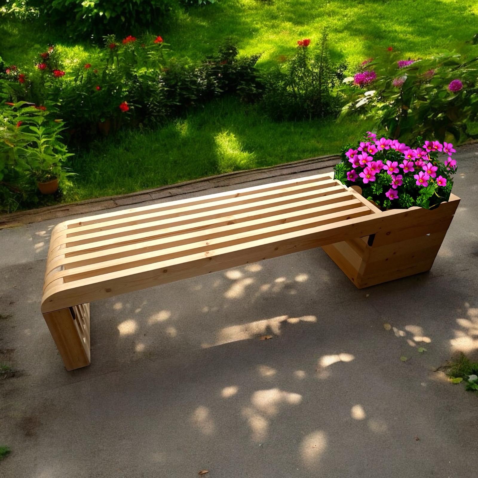 6ft Wood Bench With Wooden Planter Flowerbed Real Wood 17H X16.5w - Etsy