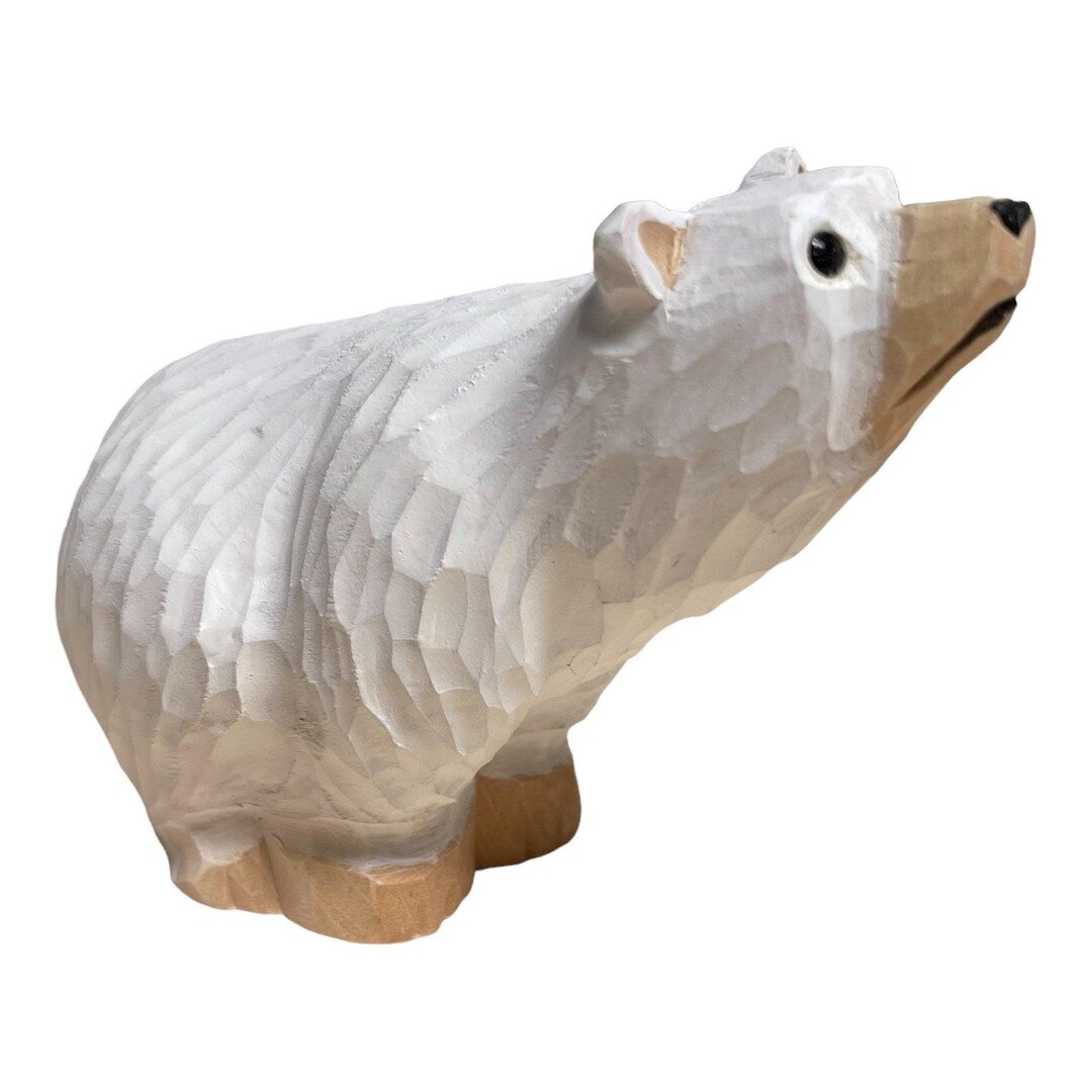YEEYAYA Wood Polar Bear Wood Sculpture Home Decor Wood Statue Wood ...