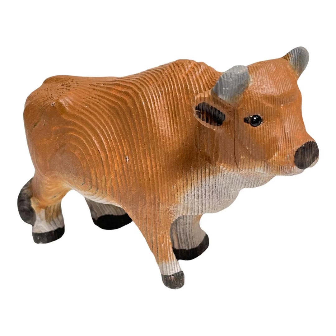 Hand Carved Wood Ox Sculpture, Farmhouse Decor (5.5") - Etsy