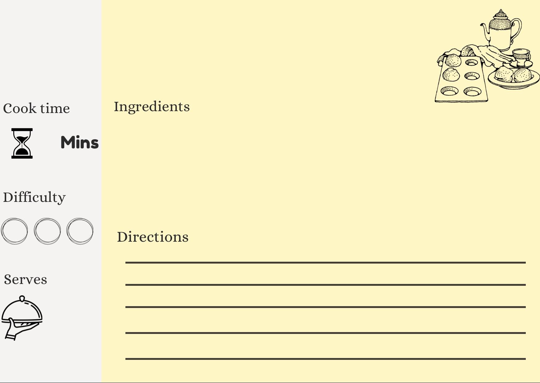 4x6 Recipe Card | Recipe Book Template | Instant Download Printable and ...