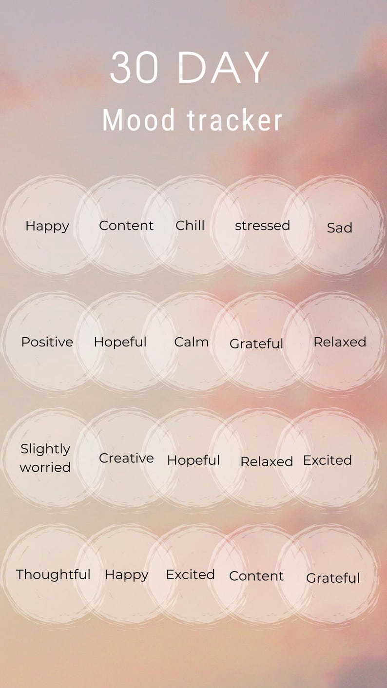 30-day Mood Tracker | Simple Pink Page With Prefilled Template | 30 Day ...