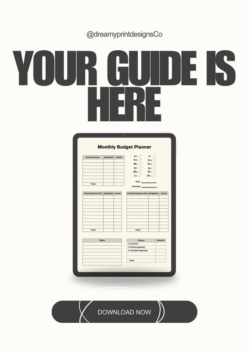 Minimalist Monthly Budget Planner | Printable One-page Budget Template ...