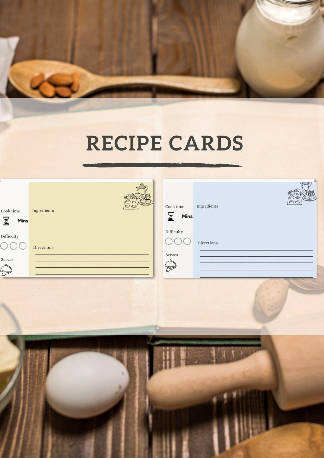 4x6 Recipe Card | Recipe Book Template | Instant Download Printable and ...