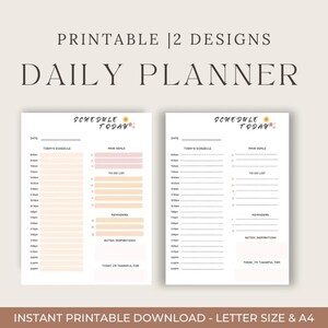 Daily Digital Planner Template - Time Schedule, Goals, To-do, Notes ...
