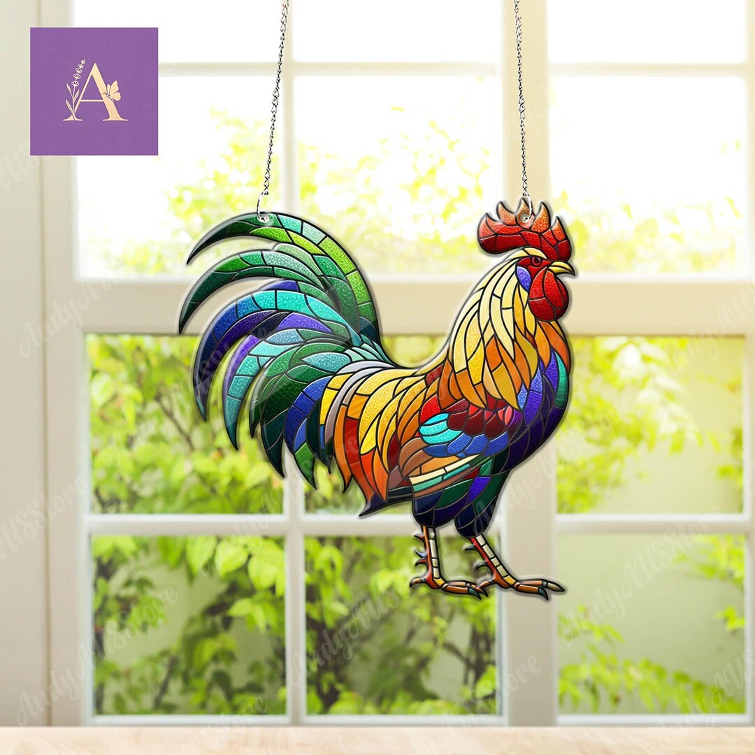 ACRYLIC Rooster Window Hanging, Rooster Home Decor, Mother Day Gift ...