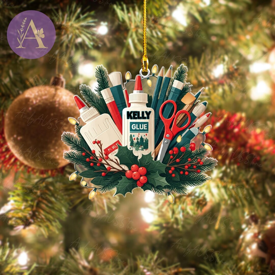 Personalized Christmas Glue, Scissors, and Art Supplies Ornament ...