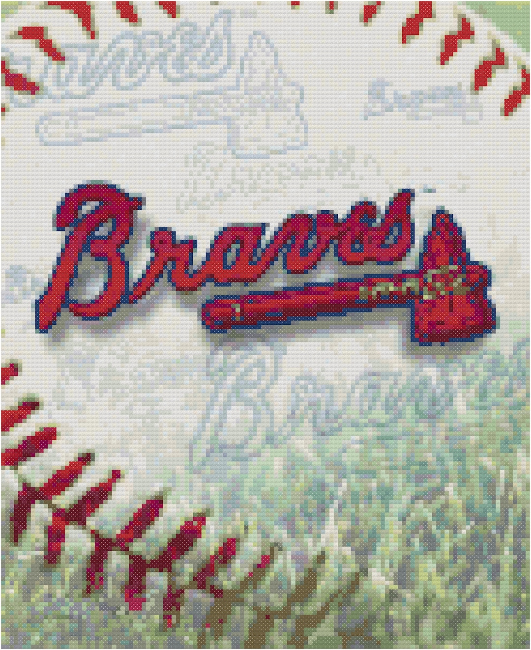 MLB Atlanta Braves Baseball Counted Cross Stitch Pattern - Etsy Singapore