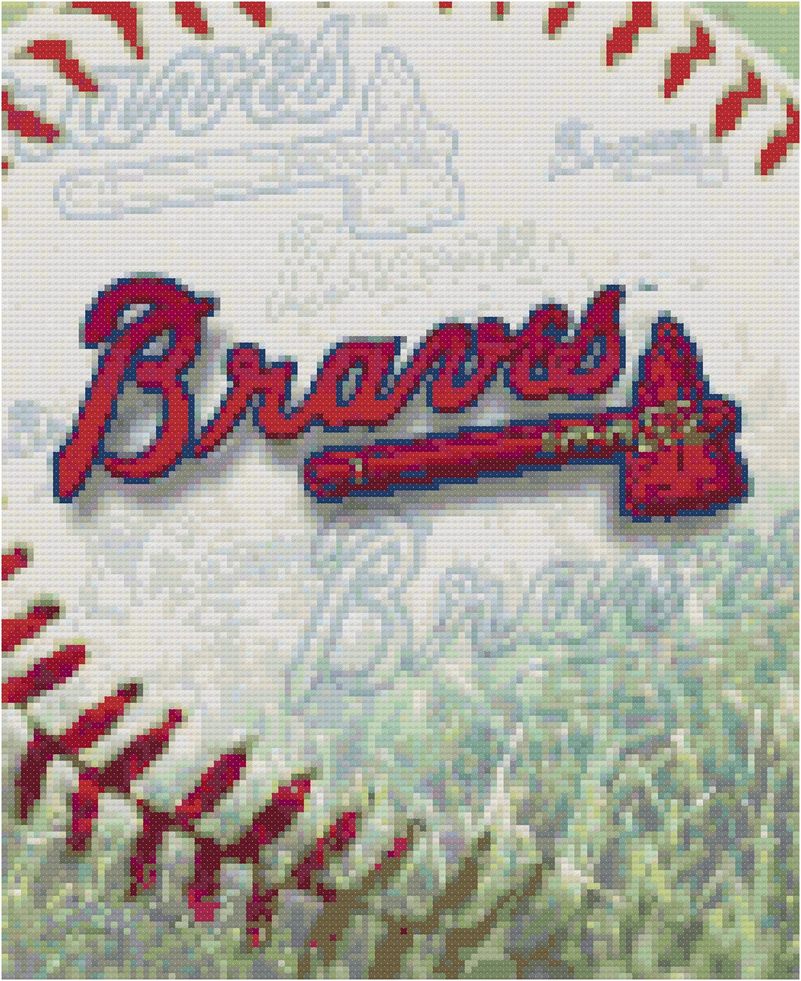 MLB Atlanta Braves Baseball Counted Cross Stitch Pattern - Etsy Singapore