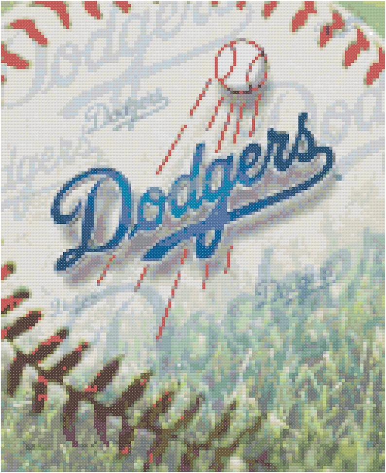 MLB LA Dodgers Baseball Counted Cross Stitch Pattern - Etsy