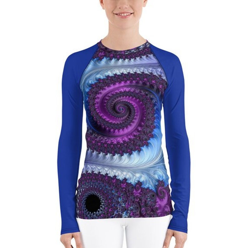 Rash Guard Purple Blue Black Women's Rash Guard Fractal - Etsy