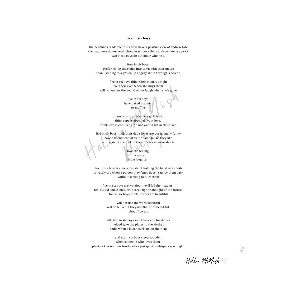 Five in Six Boys Poem - Etsy UK