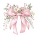 Pink Coquette Ribbon Bow Watercolor Clipart: Floral PNG (digital ...