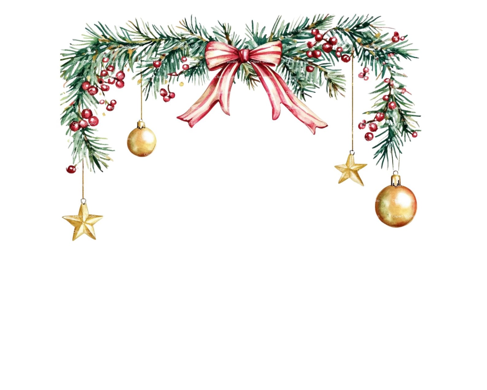 Watercolor Christmas Border Clipart: Festive Frame (digital Download ...