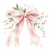 Pink Coquette Ribbon Bow Watercolor Clipart: Floral PNG (digital ...