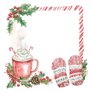 Watercolor Christmas Border Clipart: Festive Holiday Frame (digital ...
