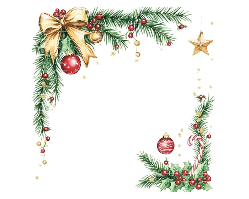 Christmas Border Clipart Winter Frame Presents Invitation Thank You ...