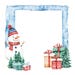 Watercolor Christmas Border Clipart: Snowman, Floral Frame (digital ...