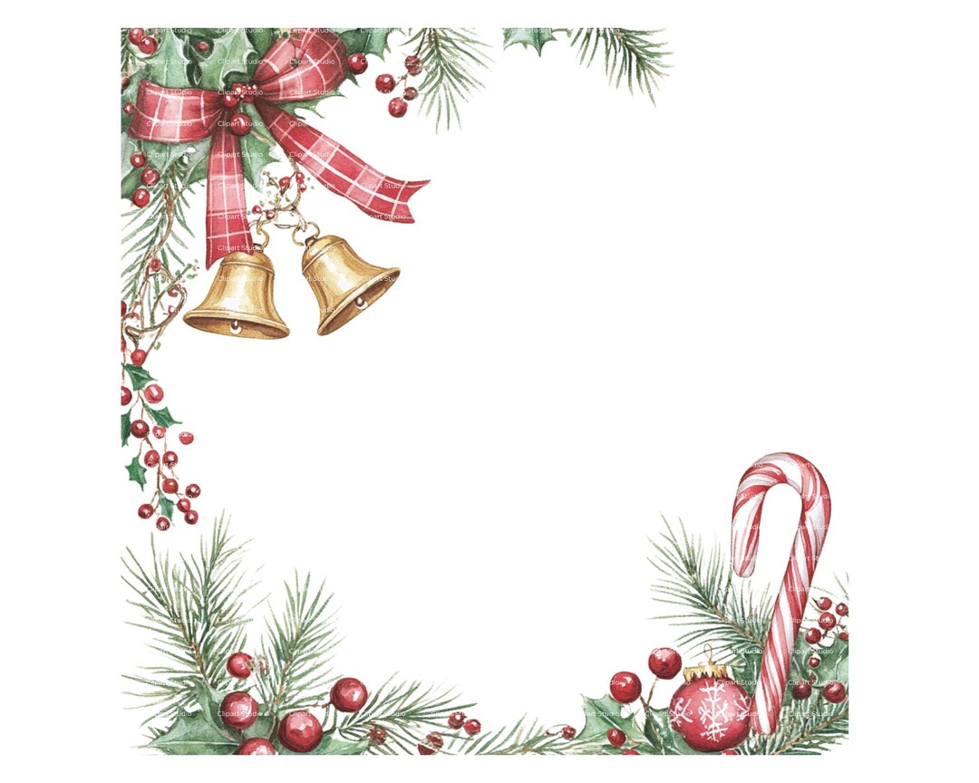 Watercolor Christmas Border Clipart: Floral Frame (digital Download) - Etsy