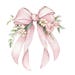 Pink Coquette Ribbon Bow Watercolor Clipart: Floral PNG (digital ...