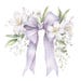Coquette Ribbon Bow Watercolor Clipart: Purple Floral Print (digital ...