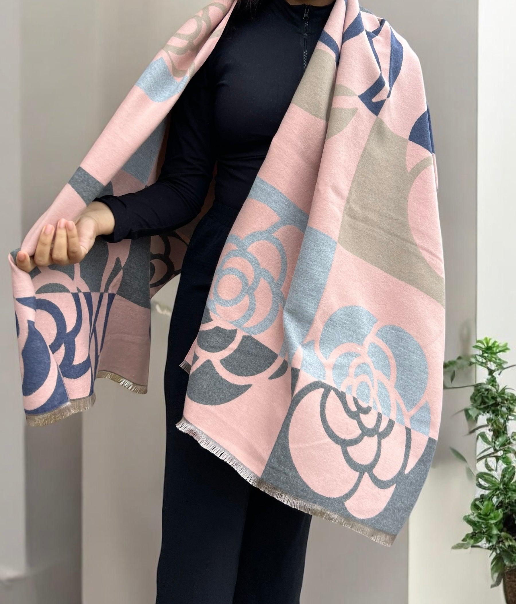 Double Sided Wrap Shawl Warm Scarf Womens Winter Cloak Cozy Reversible ...