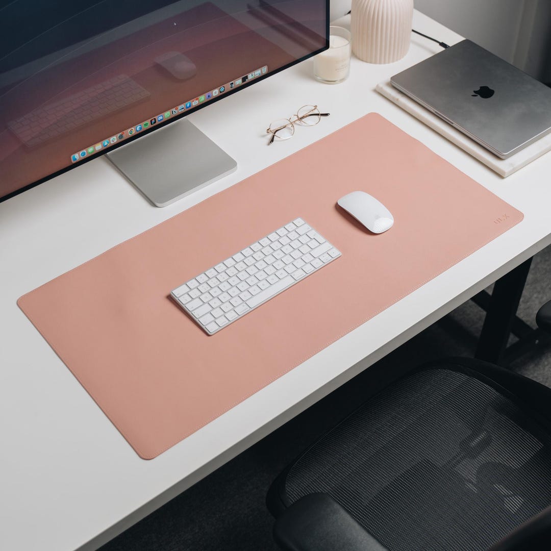 ULX Premium Leather Desk Mat Blush Pink - Etsy