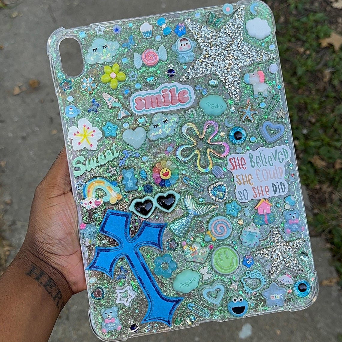 Blue Junk iPad Case 10th Generation Blue Glitter iPad Case Custom iPad ...