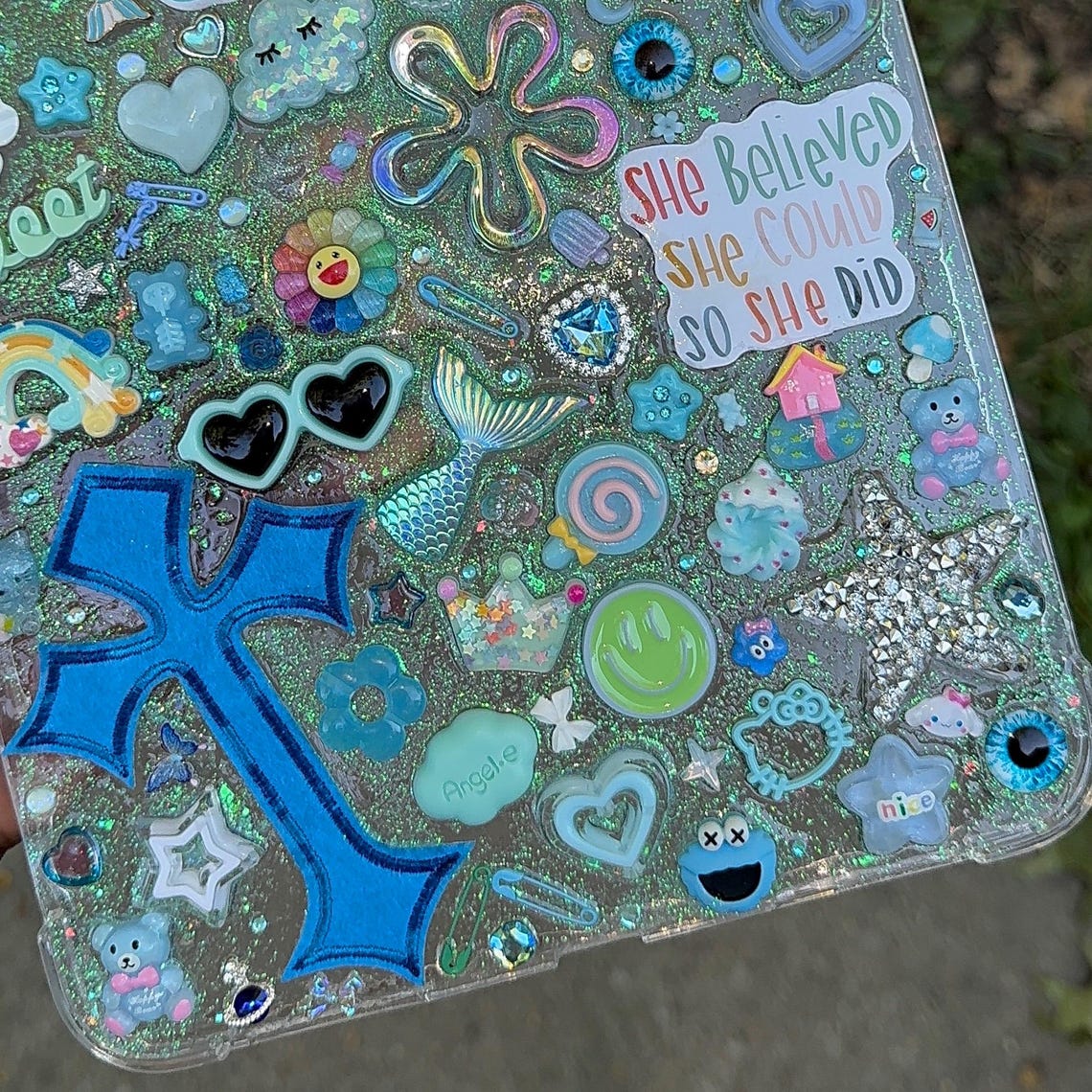 Blue Junk iPad Case 10th Generation Blue Glitter iPad Case Custom iPad ...