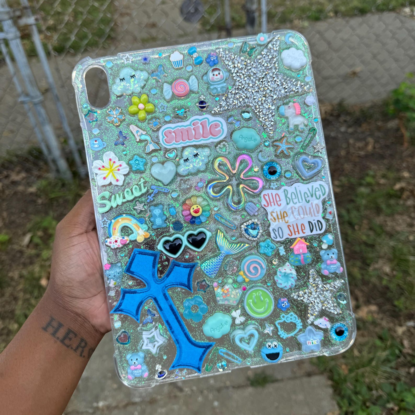 Blue Junk iPad Case 10th Generation Blue Glitter iPad Case Custom iPad ...