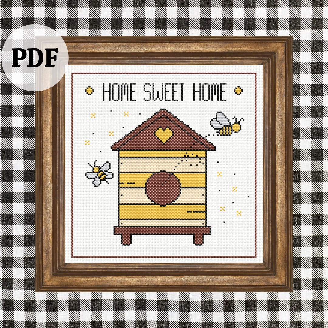 Bee Hive Cross Stitch Pattern: Home Sweet Home Sampler (PDF Download ...