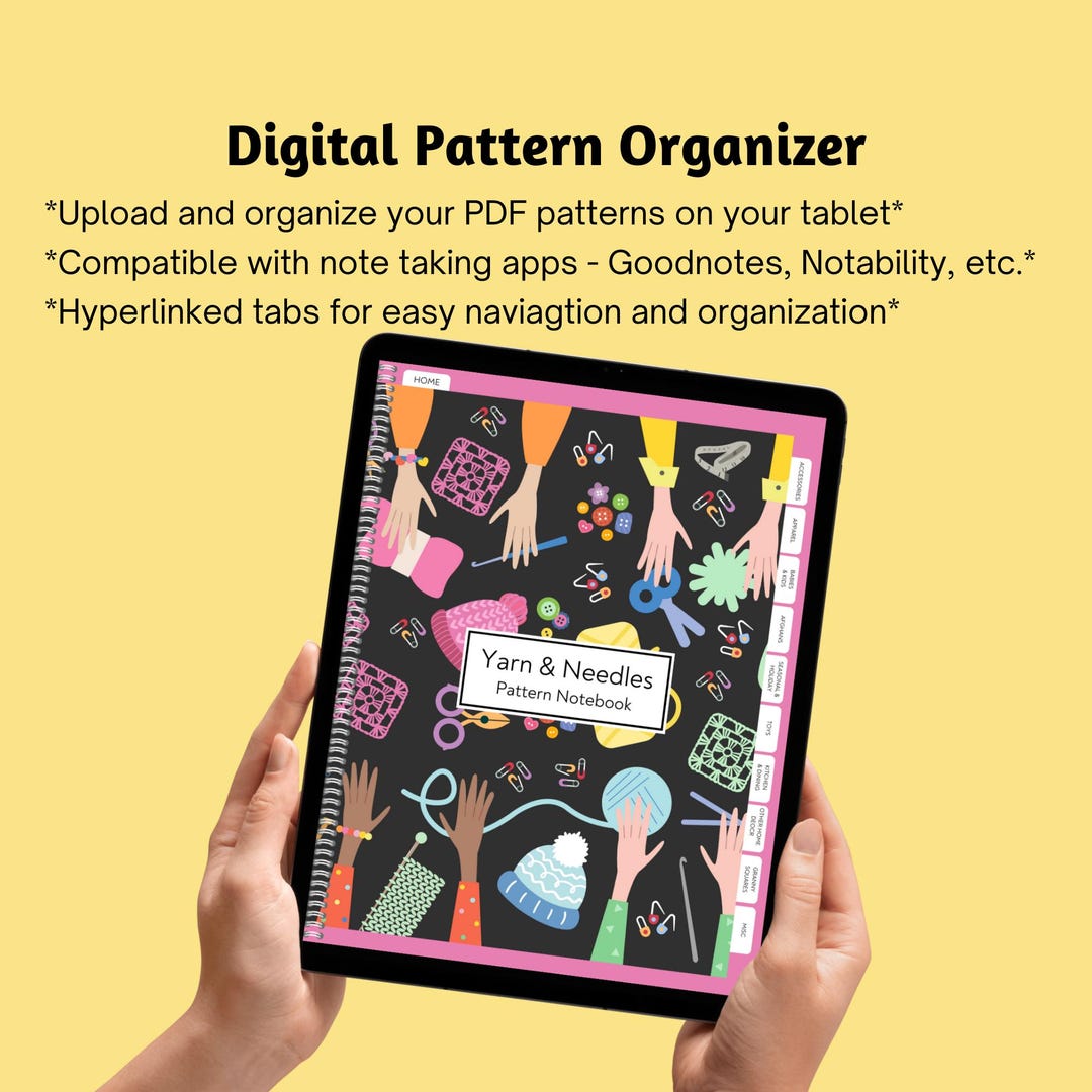 Digital Crochet/knit Pattern Organizer, PDF Pattern Organizer, Craft ...