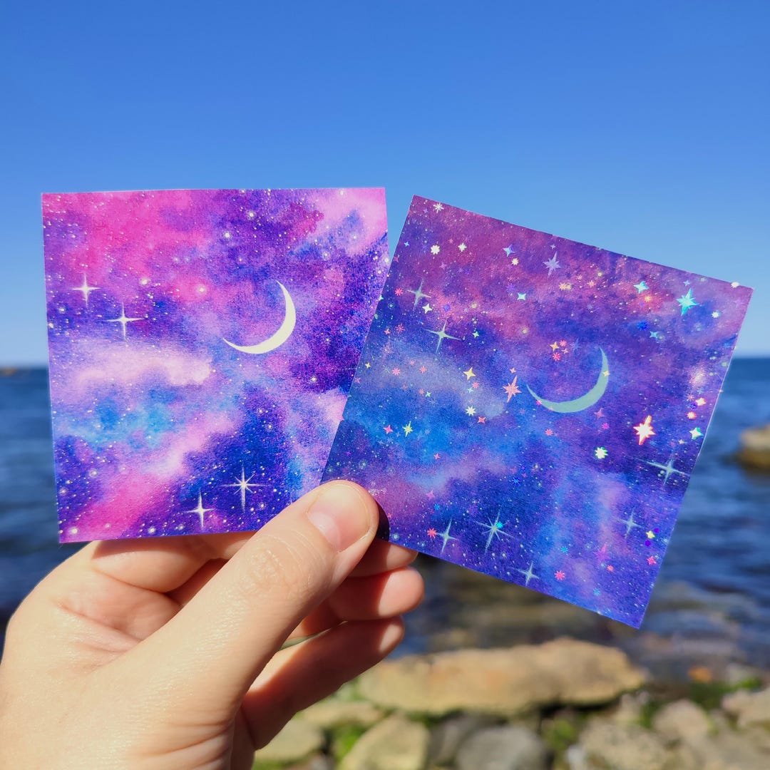 Celestial Night Sky Sparkly Sticker Dreamy Holo Cloud Stickers Lofi ...