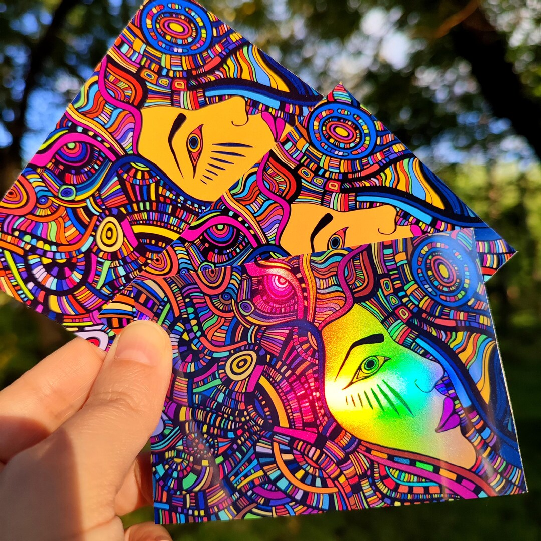 Cyber Holo Sticker Cyberpunk Girl Scifi Stickers Face Retrowave Prism ...