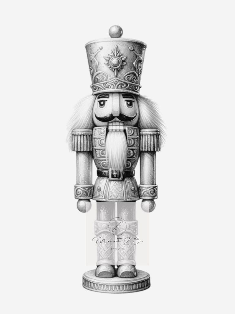 Elegant Black & White Nutcracker Print – Classic Holiday Charm, Set of ...