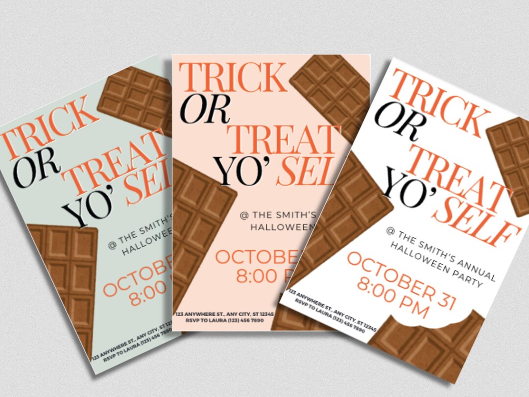 Editable Halloween Party Invite Template Trick or Treat Yo Self / Trick ...