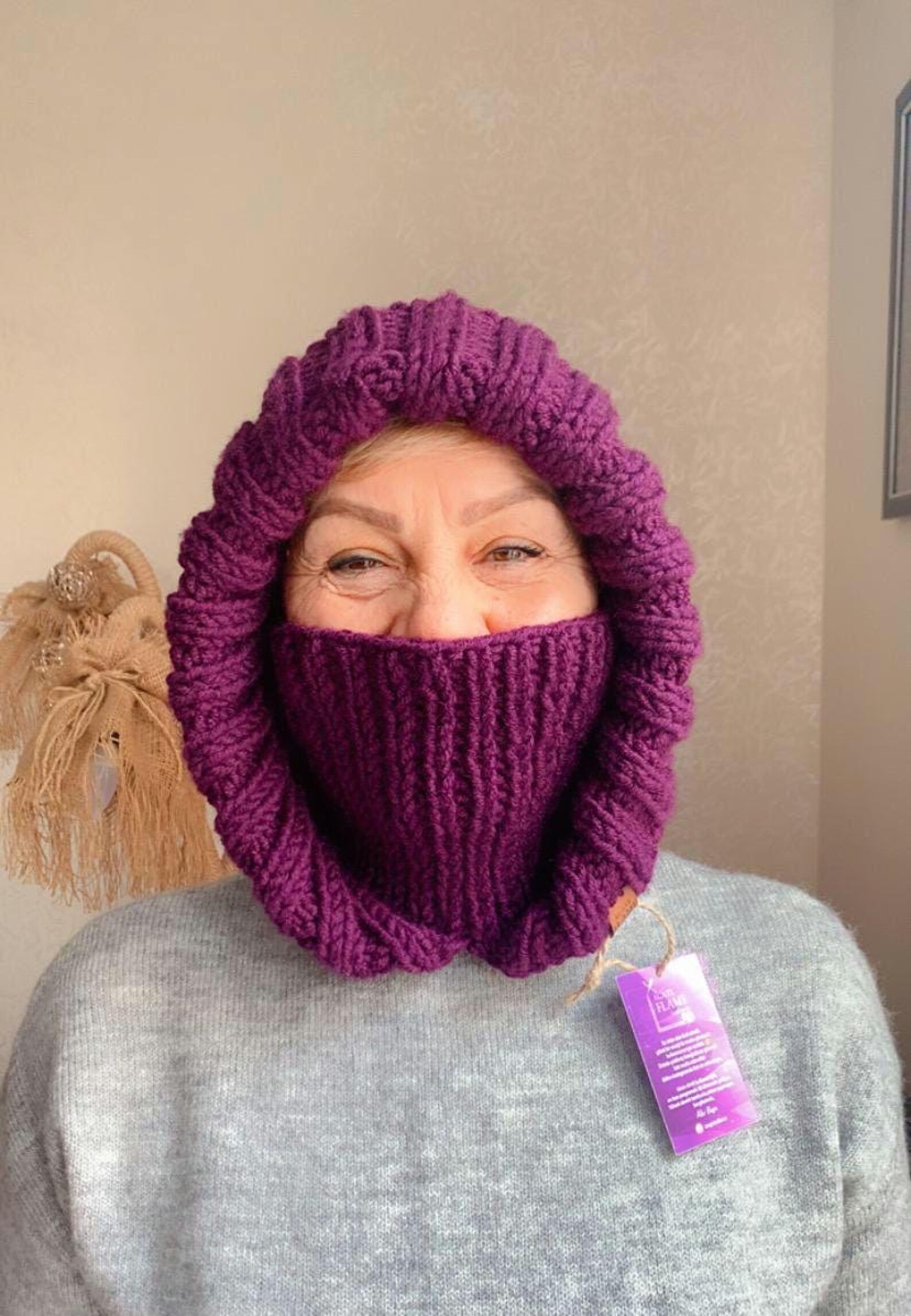 Hand-knitted Balaclava Hood With Face Mask - Soft and Warm, Unisex ...