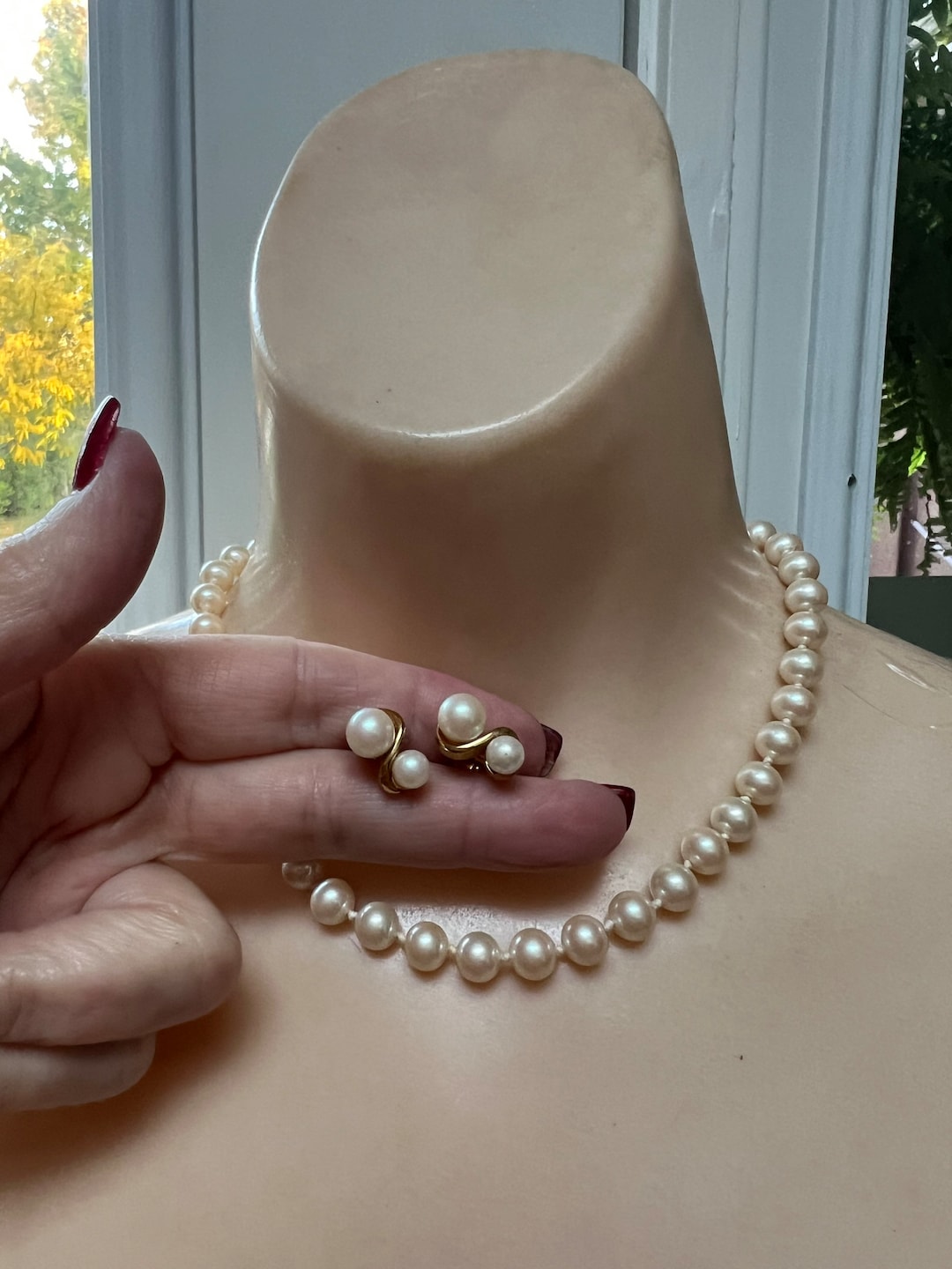 Vintage Marvella 15" Faux Pearl Necklace, Marvella Cream Pearls Bride's ...