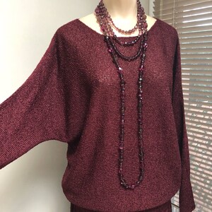 Vintage Dark Maroon French Rags Nubby Sweater Skirt Set, Burgundy ...