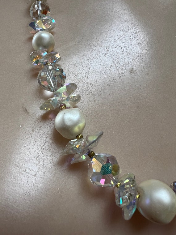 Vintage 20" crystal pearl long necklace, crystal neck… - Gem