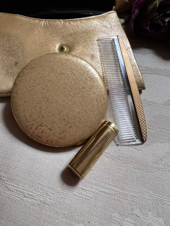 Vintage powder compact, comb, lipstick set, midcentur… - Gem