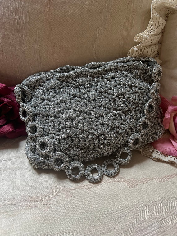 vintage silver metallic crochet - Gem