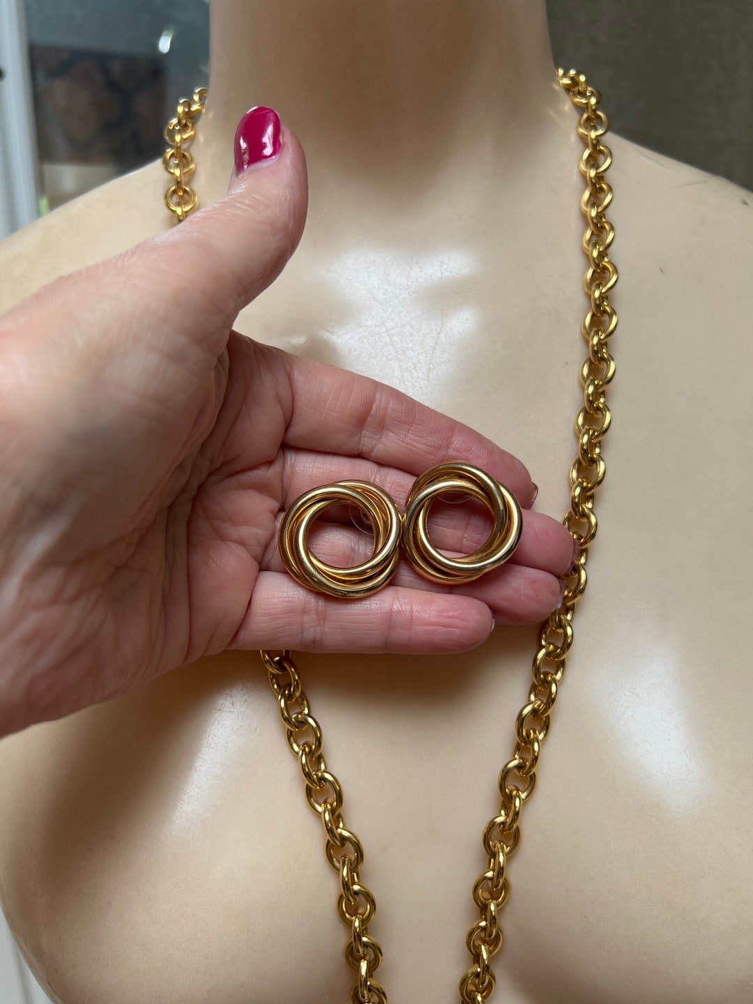 Vintage 28" Monet Goldtone Round Link Sturdy Chain, Monet Chain Round ...