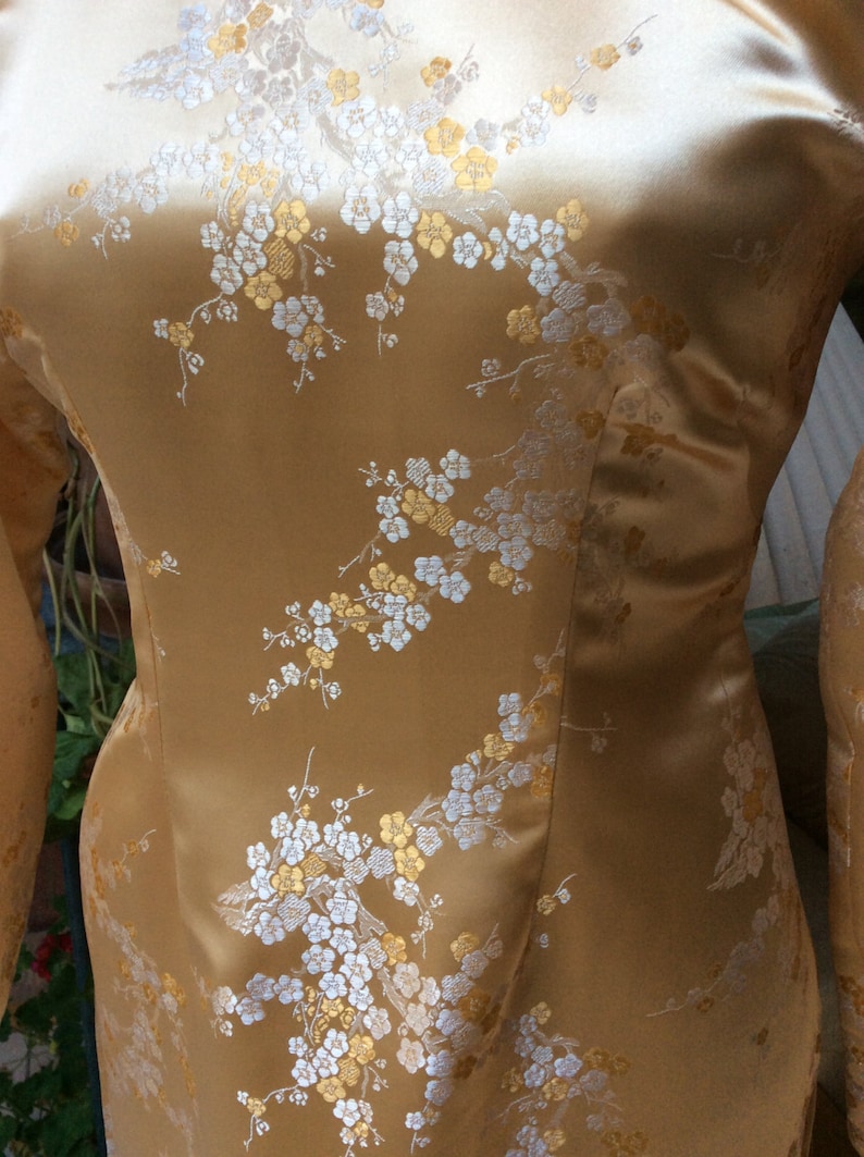 Vintage Asian Look Golden Woven Fabric Tunic Dress, XS Size 1/2 ...