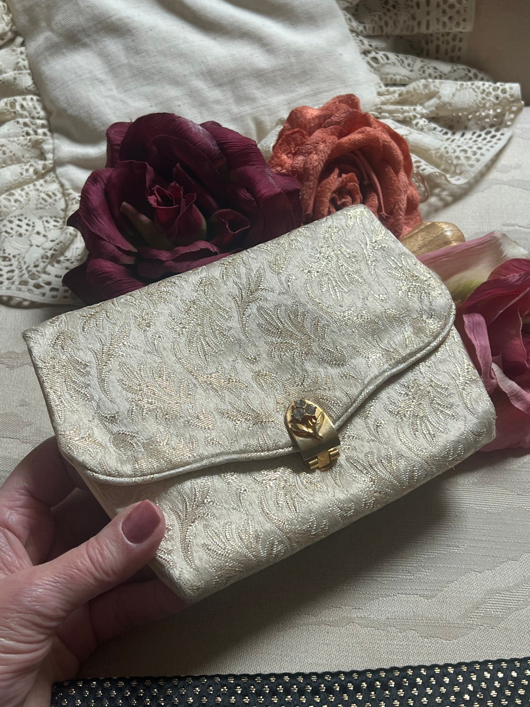Vintage Lot 2 Evening Pouches, Black Gold Majestic Clutch, Avon Gold ...