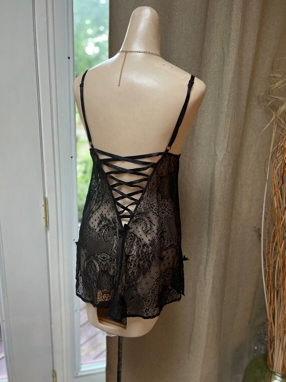 Vintage Sexy Black Lace Short Night Gown S Victoria… Gem