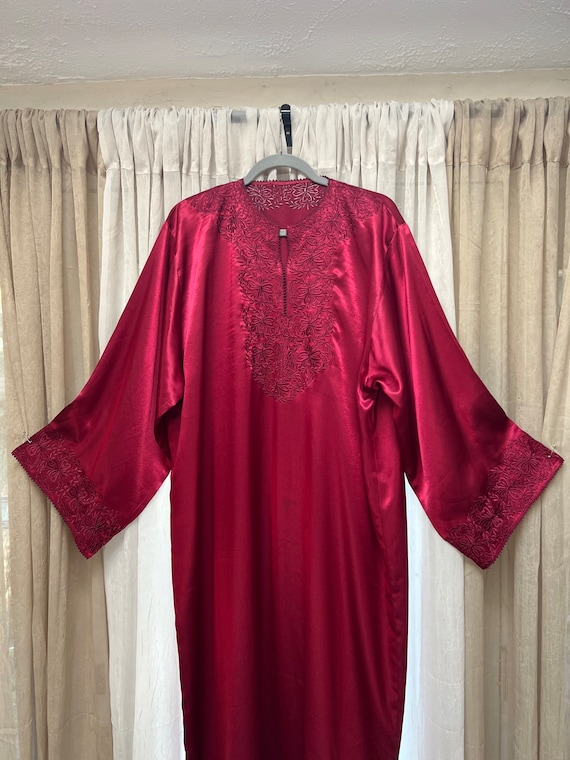 Vintage Silky Ruby Red Long Kimono Robe L/XL Exotic Burgundy - Etsy