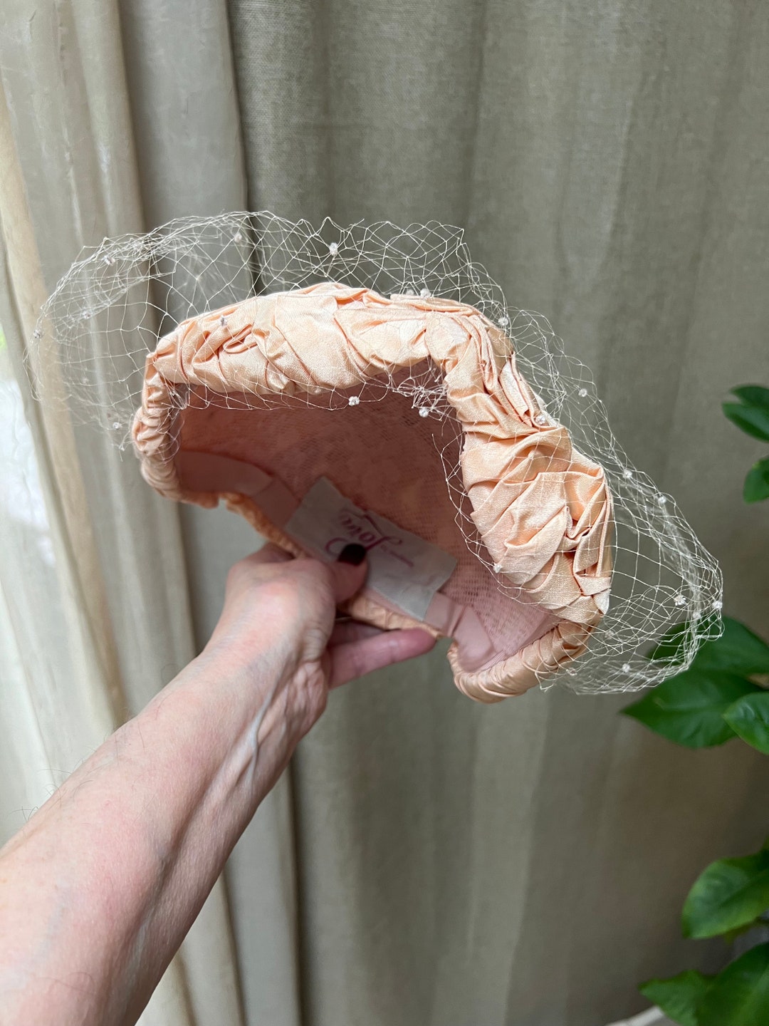 Vintage Lora Dusty Peach Wrapped Ribbon Retro Cap, Woman's Antique ...