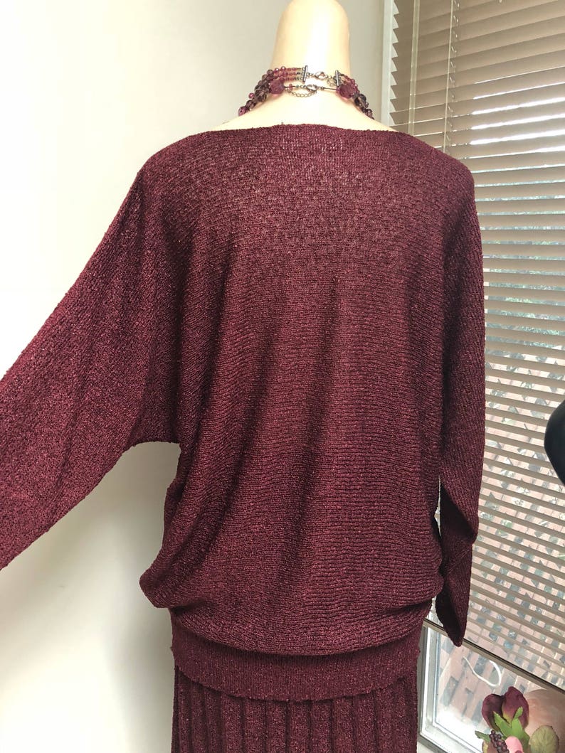 Vintage Dark Maroon French Rags Nubby Sweater Skirt Set | Etsy